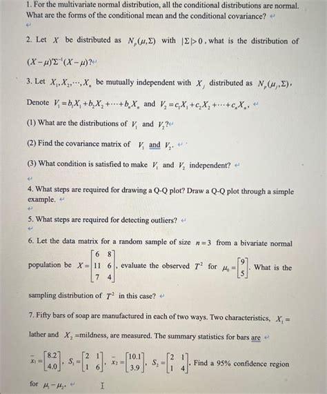 Solved 1 For The Multivariate Normal Distribution All The