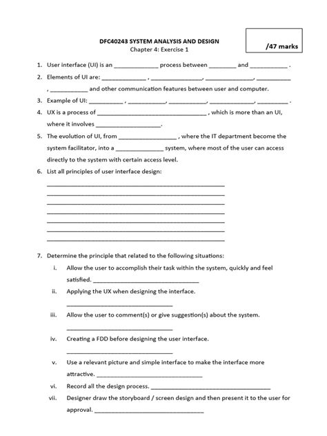 Dfc40243 Sad Chapter 4 Exercise Pdf User Interface Menu Computing
