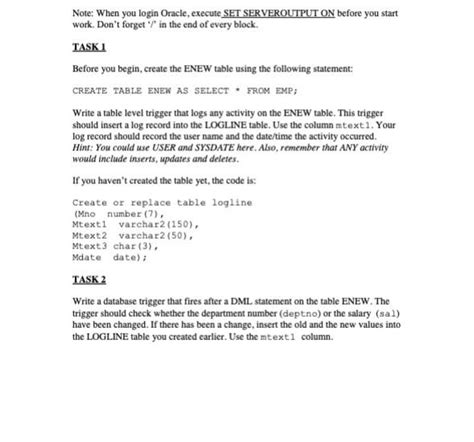 Solved Note When You Login Oracle Execute Set Serveroutput