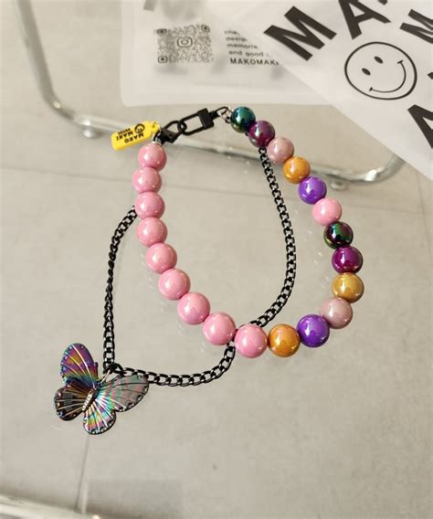 마코마키 오랄 나비 구슬 키링 백참 가방 악세사리