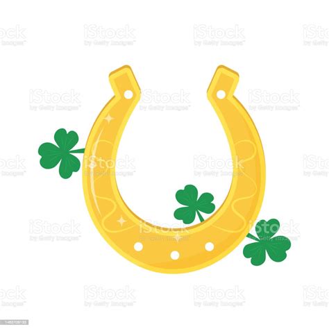 토끼풀 잎과 황금 말굽입니다 성 패트릭의 날 휴일 상징입니다 행운의 상징입니다 0명에 대한 스톡 벡터 아트 및 기타 이미지 0명 3월 St Patricks Day