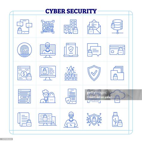 Cyber Security Thin Line Vector Icon Set High Res Vector Graphic Getty Images