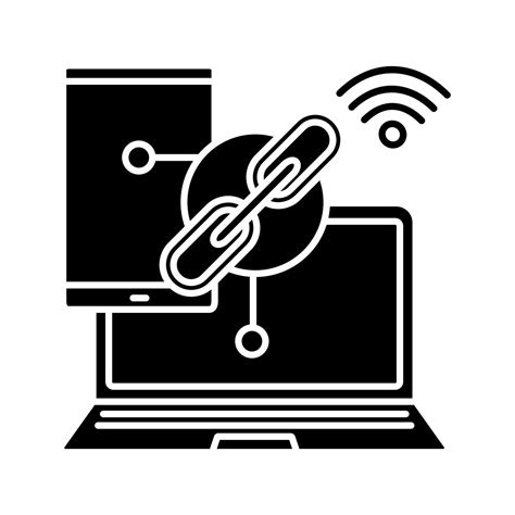 Link Sharing Glyph Icon Wifi Sharing Smartphone And Computer Connection Silhouette Symbol