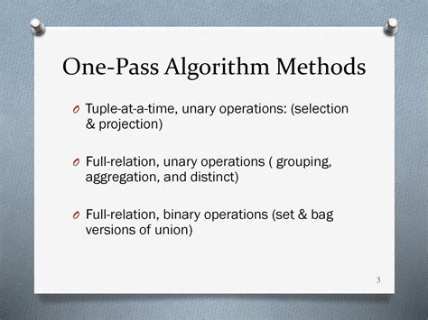 One Pass Algorithms For Database Operations 152 Ppt Download
