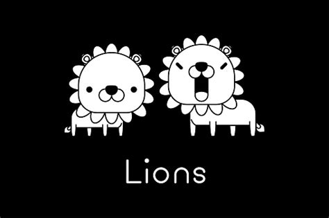 Diuraikan Pasangan Singa Kartun Lucu Ilustrasi Stok Unduh Gambar