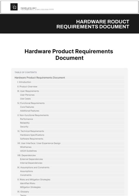 Hardware Requirements Document Template Hardware Requirements Document Template
