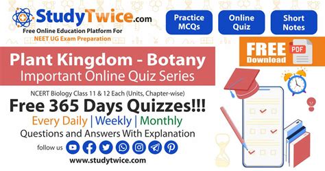 150 Plant Kingdom Biology Daily Quiz Series For Neet Ug