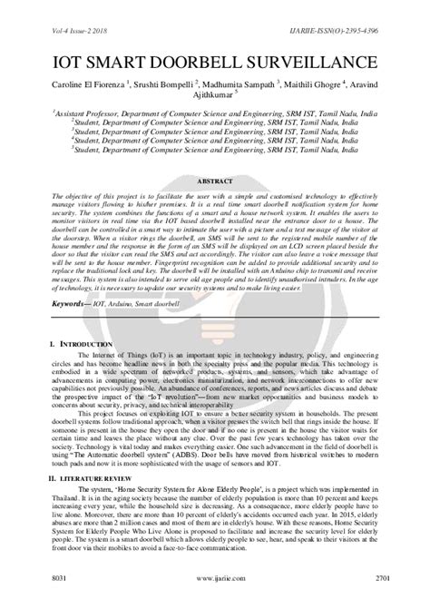 Pdf Iot Smart Doorbell Surveillance