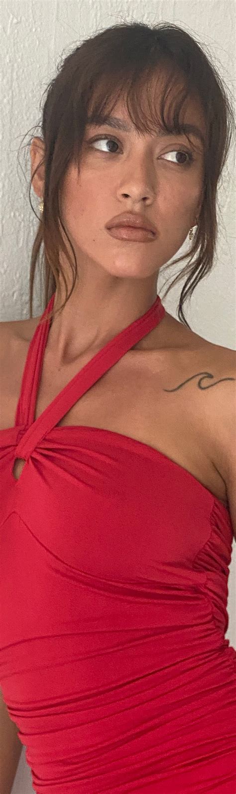 Red Bandeau Halterneck Mini Dress Bibi