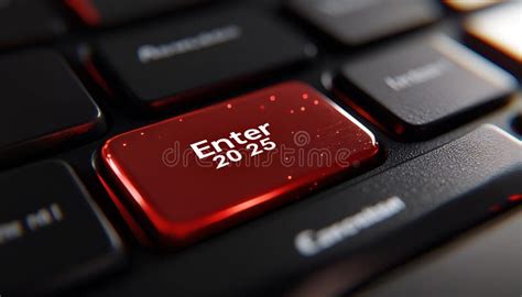 Red Keyboard Button With Enter 2025 Text Symbolizing New Beginnings Stock Image Image Of