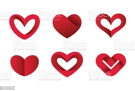 심장 모양 컬렉션 디자인 벡터 템플릿입니다 사랑의 발렌타인 하루입니다 심장 의학 건강 관리 유형 개념 아이콘입니다 0명에 대한 스톡 벡터 아트 및 기타 이미지 Istock