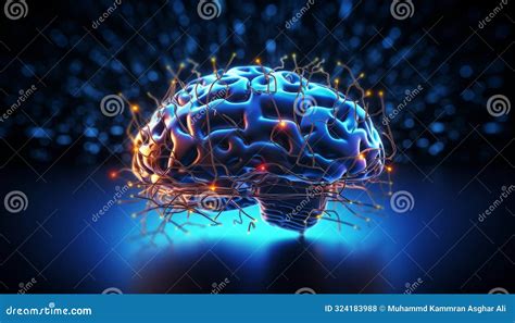 Digital Brain Shaped With Blue Neural Connection Stock Illustration Illustration Of Space