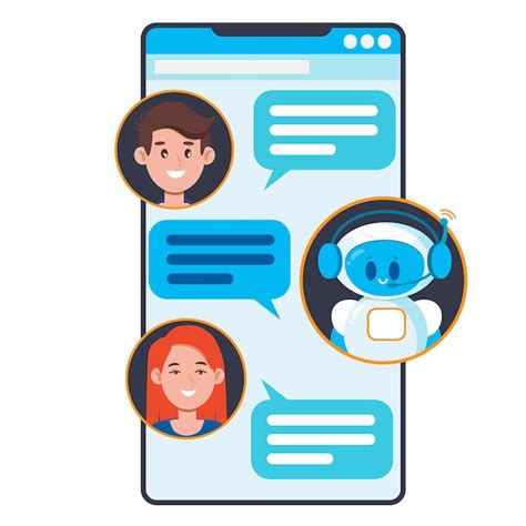 Premium Vector Chatbot Concept Users Chatting With Cute Robot Chat Bot On Smartphone Flat