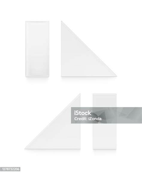 흰색 빈 골판지 삼각형의 벡터 세트는 샌드위치 음식 선물 다른 제품 측면 전면 보기 에 대한 상자를 멀리 가져 가라 흰색 배경에 고립 된 닫기 0명에 대한 스톡 벡터 아트