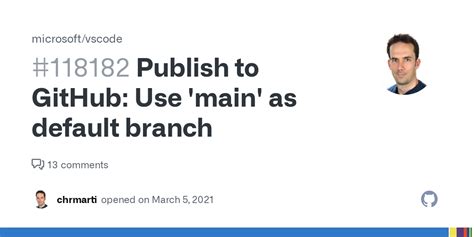Publish To Github Use Main As Default Branch · Issue 118182 · Microsoftvscode · Github