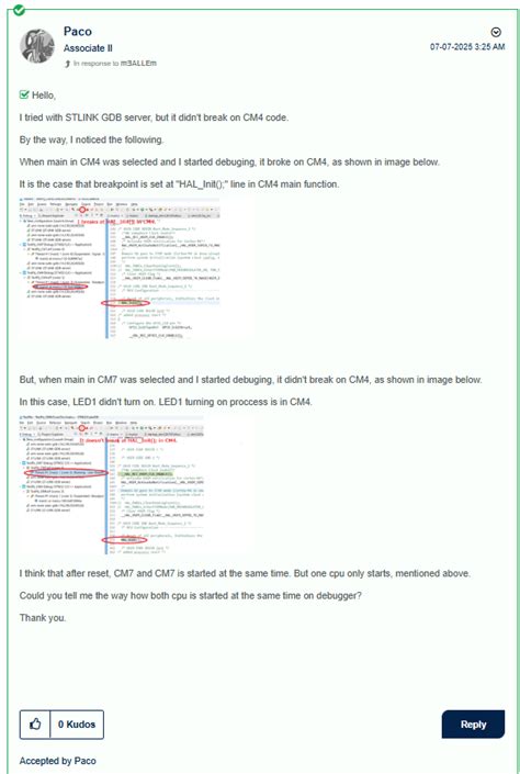 Cant Debug Cortex® M4 Side Software On Stm32h7 Du
