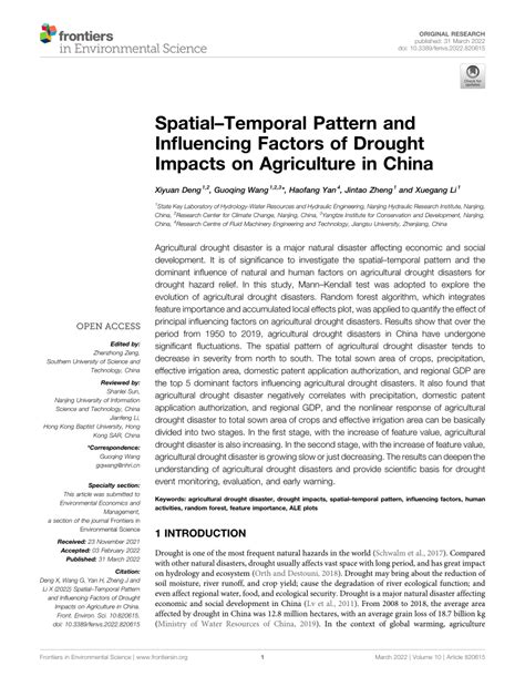 Pdf Spatialtemporal Pattern And Influencing Factors Of Drought
