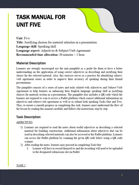 Task Manual For Unit 5 Pdf