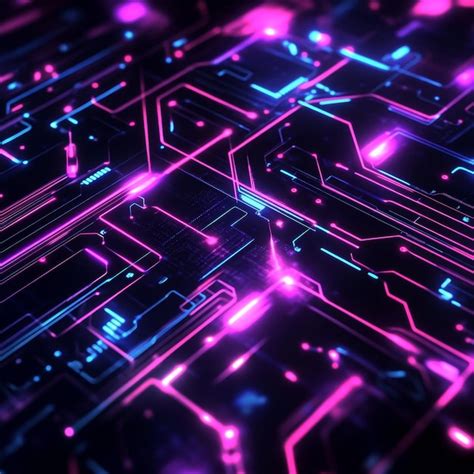 Futuristic Background With Glowing Digital Circuitry Premium Ai