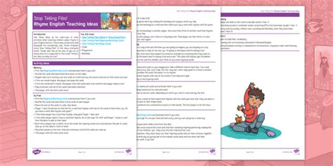 Stop Telling Fibs Rhyme Teaching Ideas Teacher Made