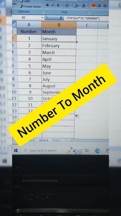 Number To Month In Excel Shorts Shortvideo Excel Exceltricks Excelformula Youtube