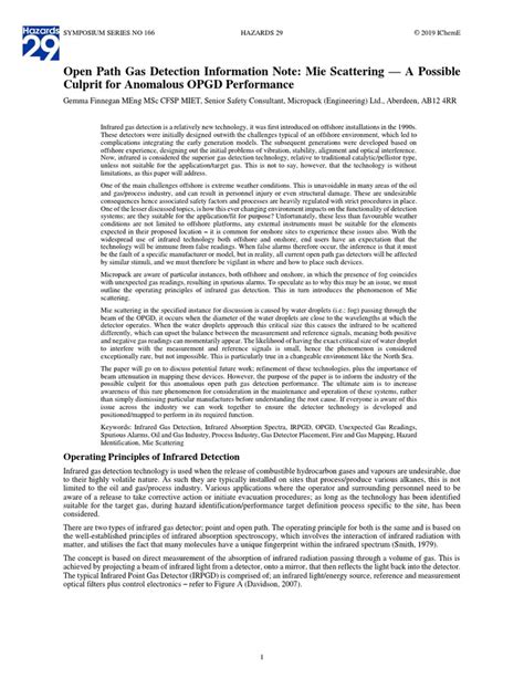 Finnegan2019 Open Path Gas Detection Information Note Pdf Absorption Spectroscopy Infrared