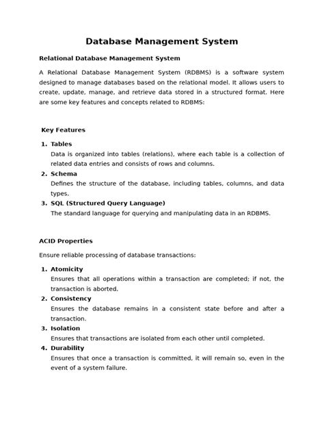 Relational Database Management System Pdf Relational Database Databases