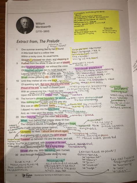 Gcse Poetry Anthology Extract From ‘the Prelude Artofit