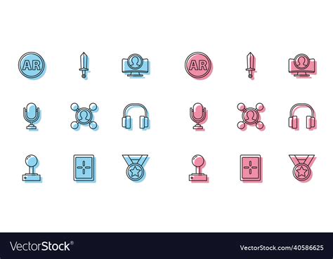 Set Line Joystick For Arcade Machine Tablet Ar Vector Image