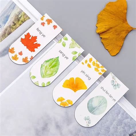 가을 책갈피 북마크 마커 잎 간단한 식물 자석 책갈피 종이 클립 학교 사무용품 1 피스북마크 Aliexpress