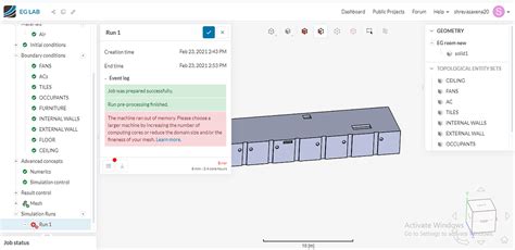 error machine run out of memory project support simscale cae forum
