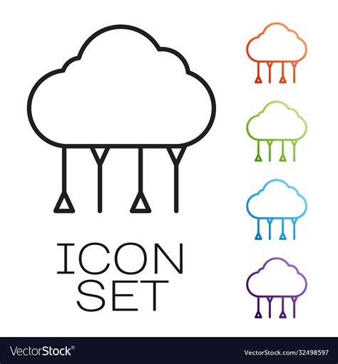 Black Line Network Cloud Connection Icon Isolated Vector Image