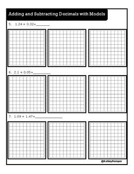 Adding Subtracting Decimals With Models By Impact In Fifth TPT