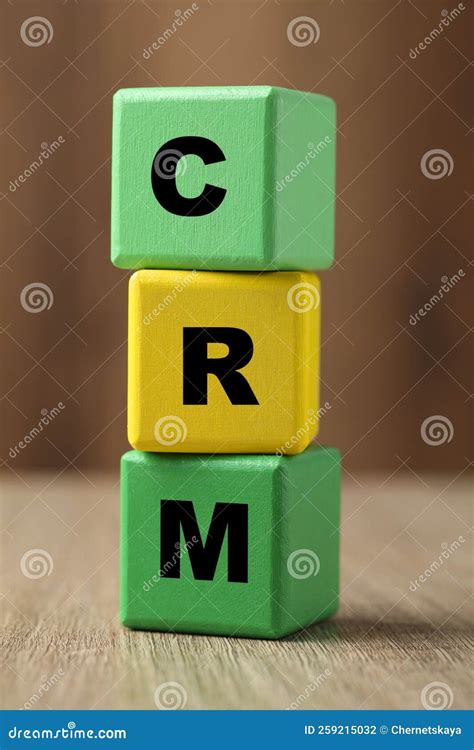 Abbreviation Crm Of Cubes On Wooden Table Closeup Customer