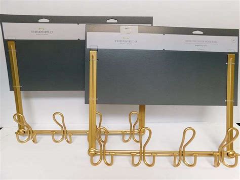 Threshold Over The Door Hook Rail In Brushed Brass Finish 16”l Holds Up To 20lbs 080 03 6038