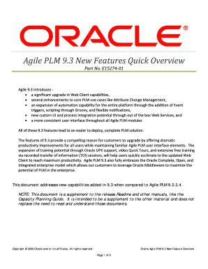 Fillable Online Oracle Agile Product Lifecycle Management Fax Email Print PdfFiller
