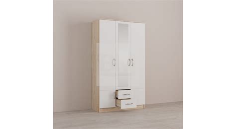 Распашной шкаф Ронда ШК 3 Сонома Белый трехдверный с ящиками купить недорого с доставкой в