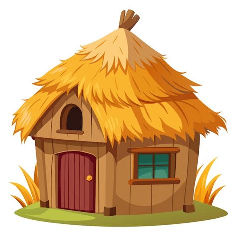 Casa De Paja Realista En El Fondo Totalmente Blanco Ilustración Vectorial Vector Premium