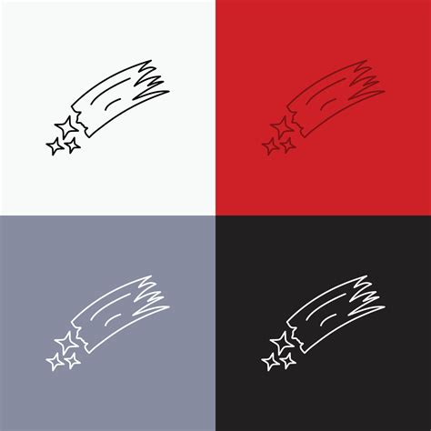 Asteroid Astronomy Meteor Space Comet Icon Over Various Background Line Style Design