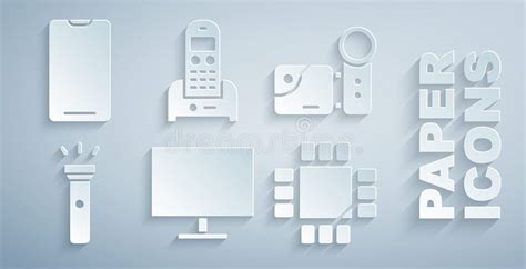 Set Computer Monitor Screen Cinema Camera Flashlight Processor With