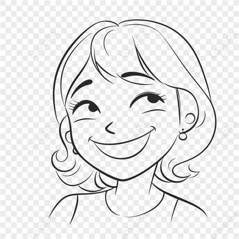 An Outline Sketch Of An Animated Woman Drawing Vector Neck Laughing Line Art Png Free Download