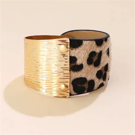 Leopard Print Gold Cuff Bracelet For Women On Luulla