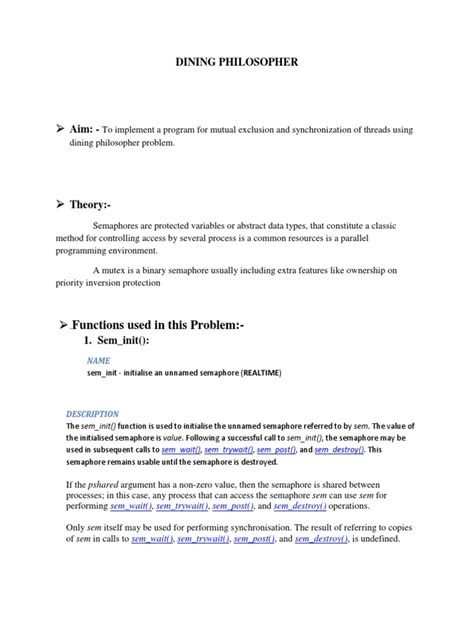 dining philosopher functions used in this problem pdf thread computing concurrent computing