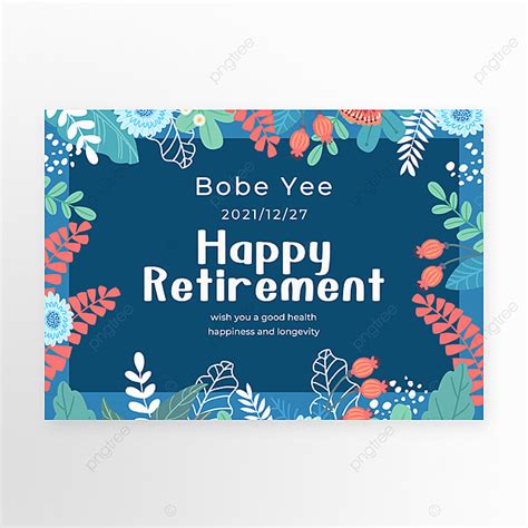 การ์ดอวยพรวันเกษียณอายุสร้างสรรค์สีน้ำเงินเข้ม เทมเพลตดาวน์โหลดฟรีบน Pngtree