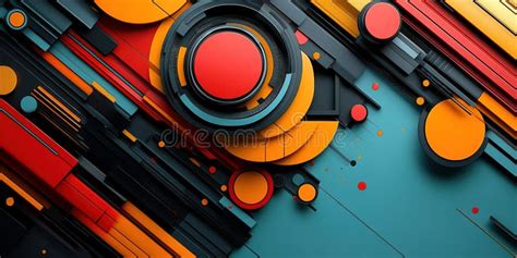 Vibrant Abstract Design Featuring Bold Shapes And Colors In A Dynamic Composition Stock