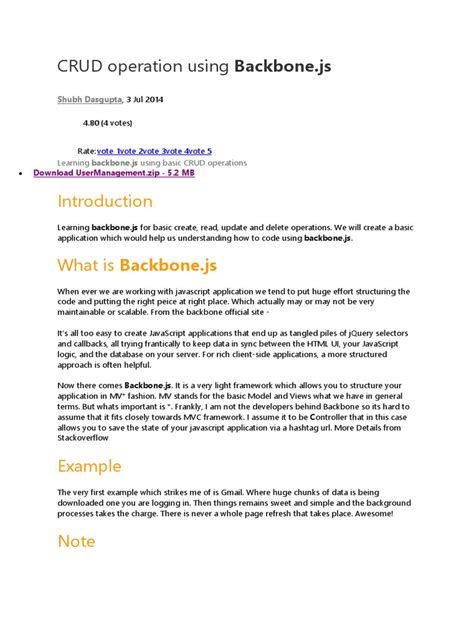 crud operation using backbone js shubh dasgupta pdf hyperlink