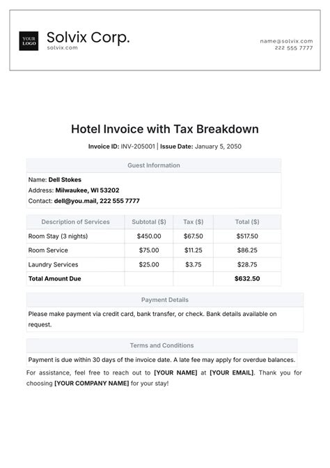 Free Accommodation Invoice Template To Edit Online