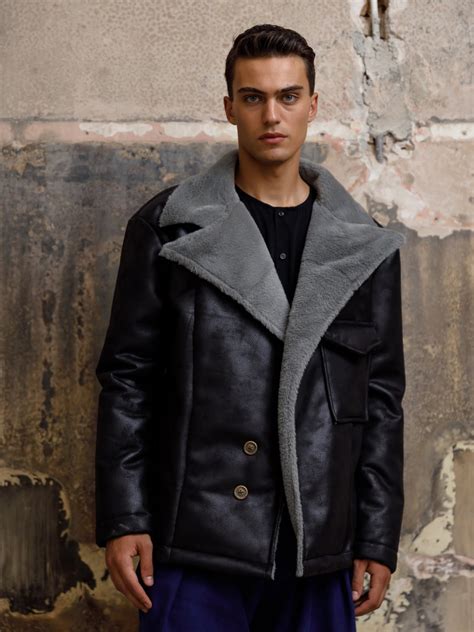 Dante Men Leather Look Faux Fur Lined Jacket Sotris Stores