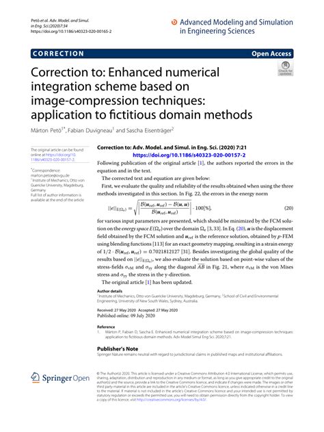 Pdf Correction To Enhanced Numerical Integration Scheme Based On