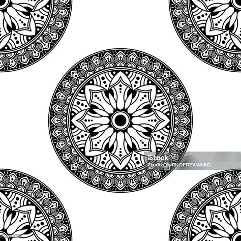 흑백 으로 매끄러운 패턴만다라 이슬람 아랍어 파키스탄 모로코 터키어 인도 스페인 모티브 벡터 일러스트 레이션 Eps 10 0명에 대한 스톡 벡터 아트 및 기타 이미지